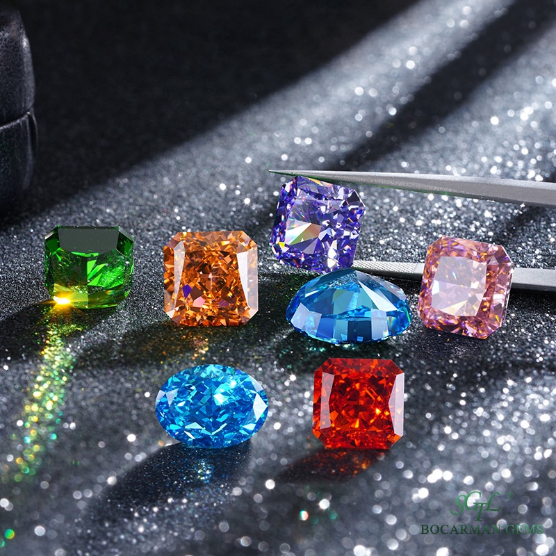 Colored diamond ice cut rectangle High quality zircon loose stone ...