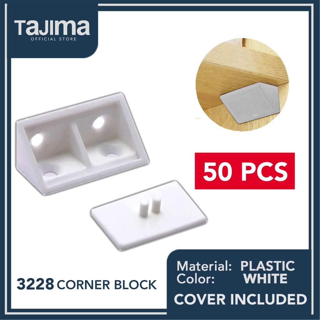 White Corner Block with Cover for Cabinet Making Fitting (50 Pieces ...