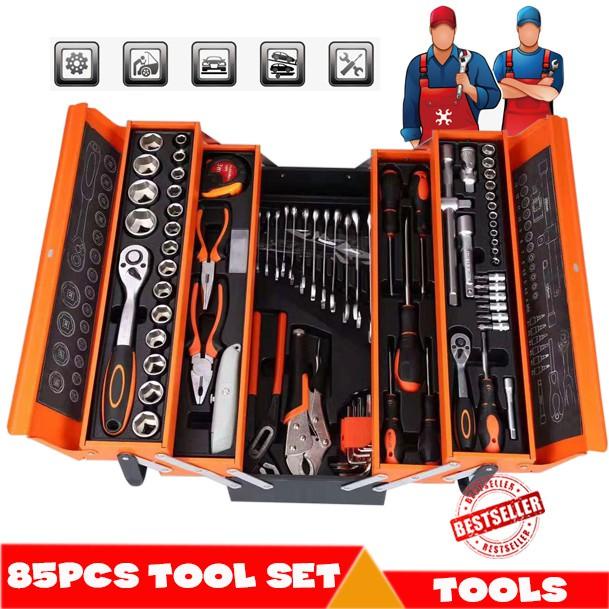 85-piece wrench tool set - repair/home hand tool kit with tin box ...