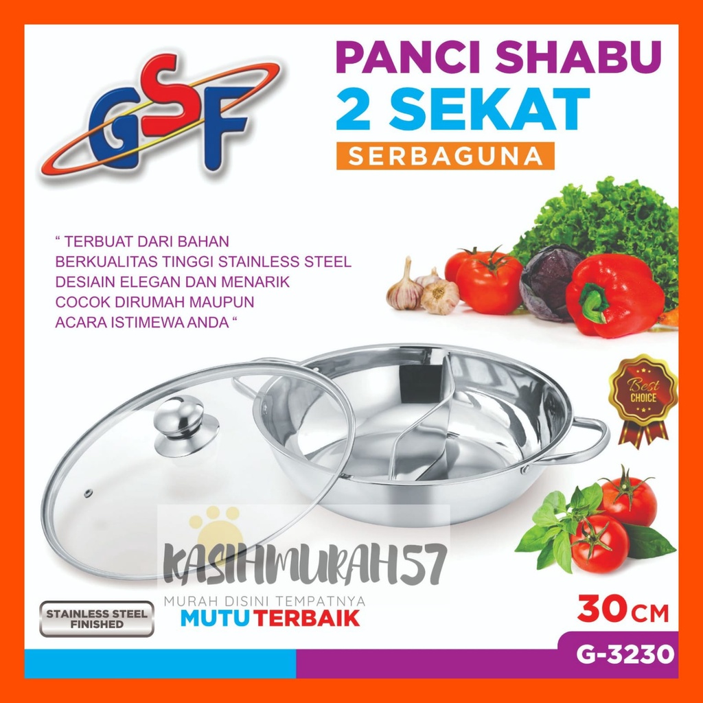 2-slit SHABU POT/HOT POT STEAMBOAT POT With Glass Lid/SUKI SHABU With ...