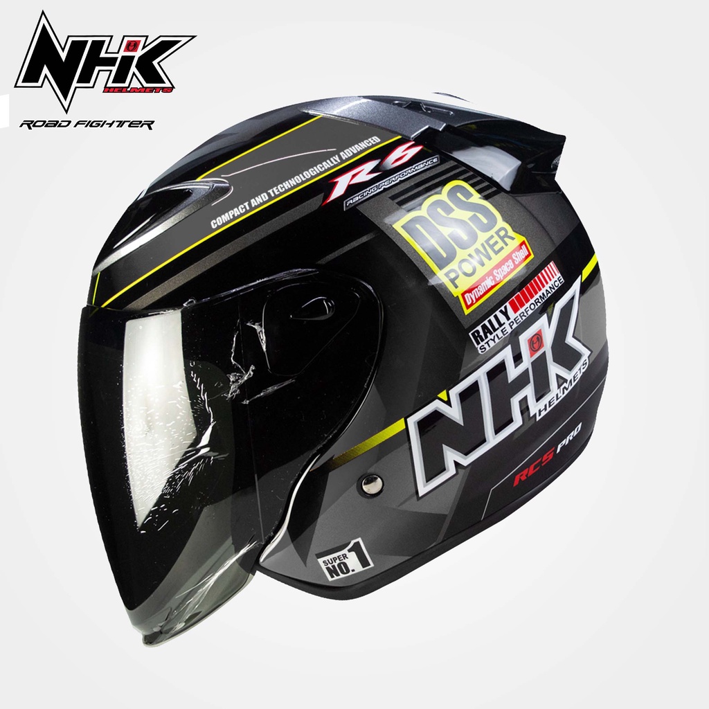 NHK Helmet R6 Rally Black Glossy Open Face Single Visor with | NHK Helmets Official | Shopee ...