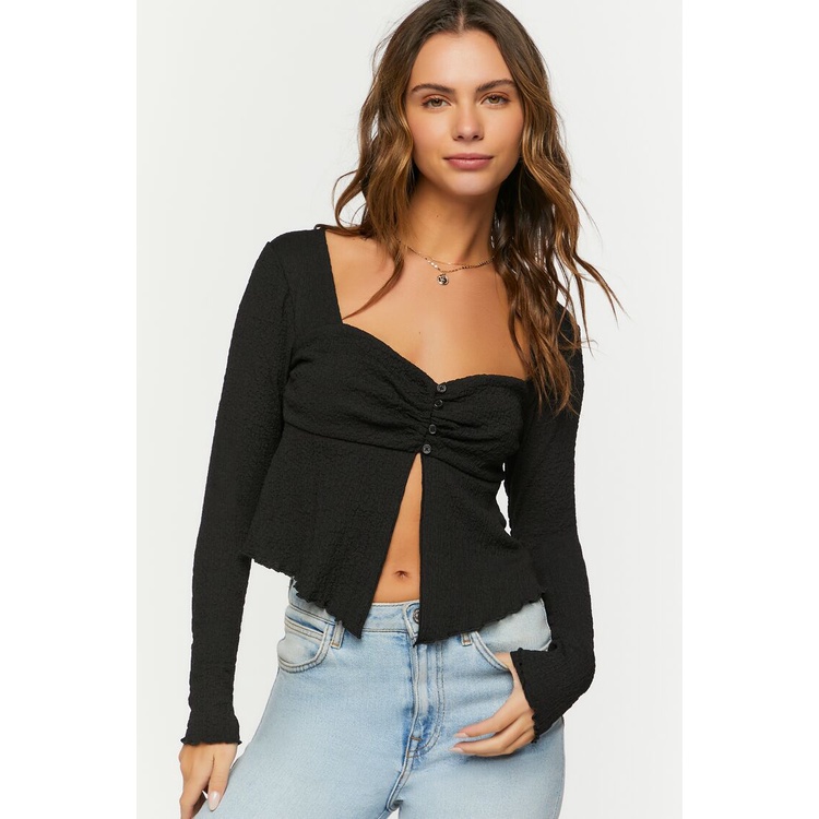 Forever 21 Women's Textured Split-Front Top | Shopee Philippines