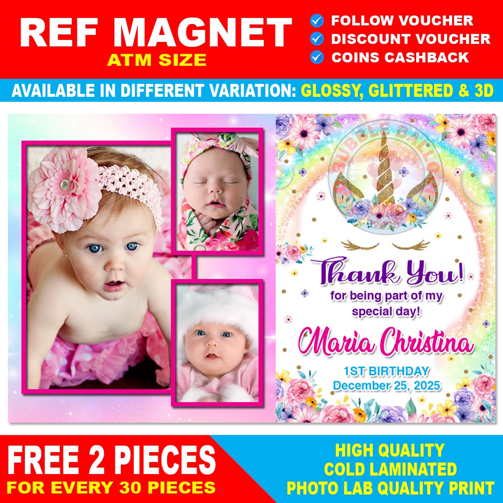Unicorn Ref Magnet Birthday Christening Baptism Dedication Customized ...
