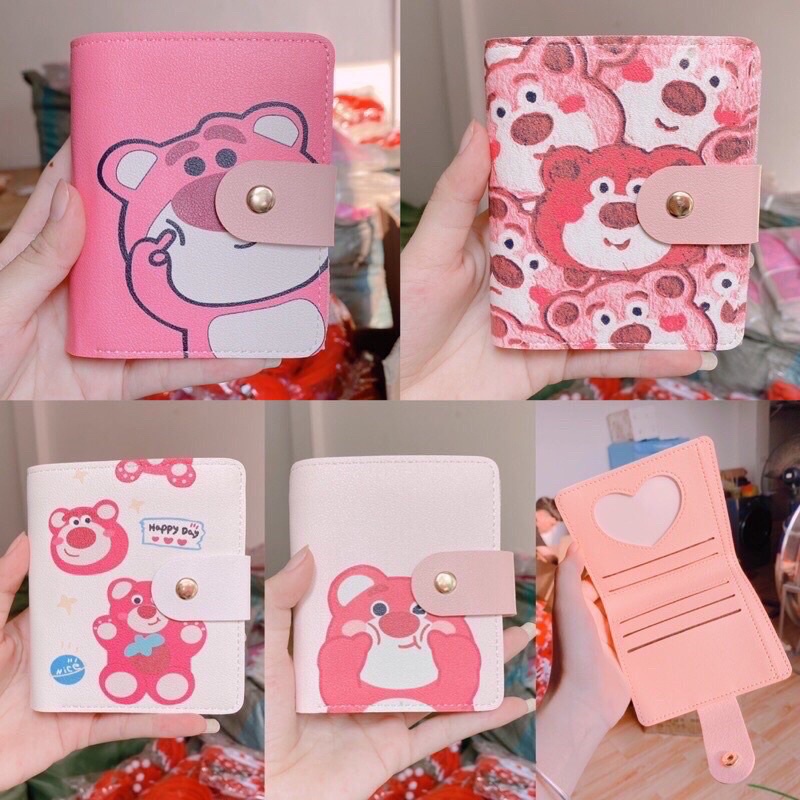 Mini Wallet with Cute Strawberry Bear Pattern folds 2 times | Shopee ...