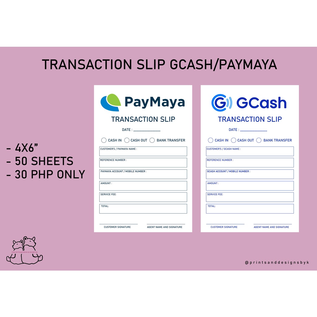TRANSACTION SLIP / GCASH OR PAY MAYA | pndk | Shopee Philippines