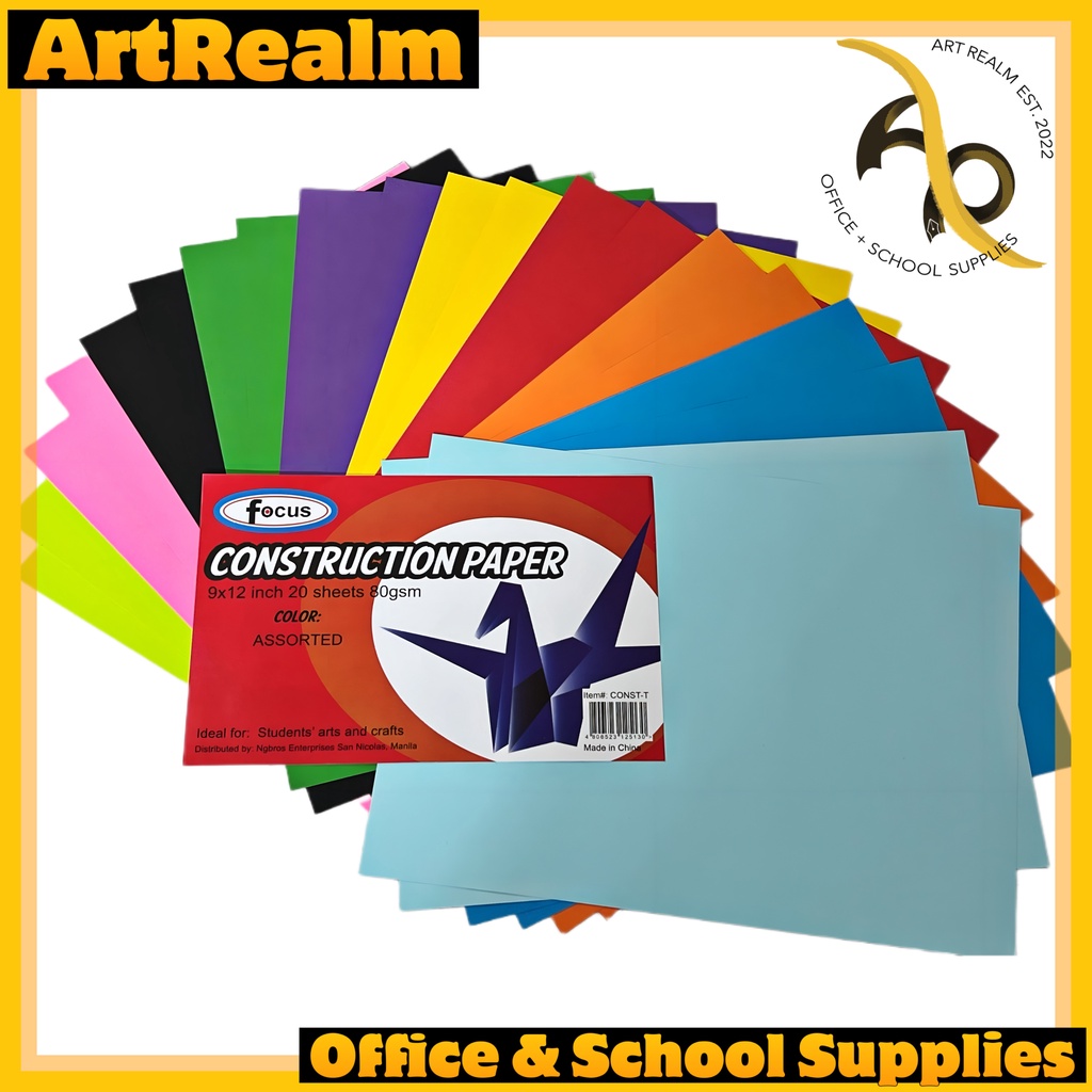 Focus Construction Paper [80gsm] [9"x12"] [20 Sheets] [Assorted Color ...