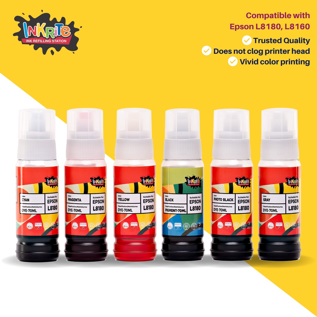 Inkrite Ink for Epson L8180 L8160, 70 ml | Shopee Philippines