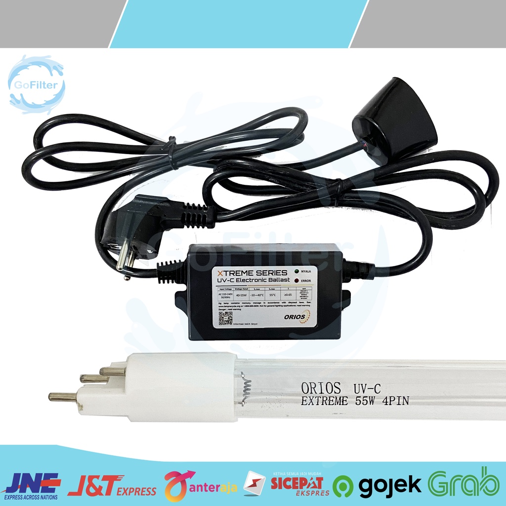 ORIOS UVC ULTRAVIOLET EXTREME 55 WATT 4 PIN 12 GPM LAMP + UV ADAPTOR ...