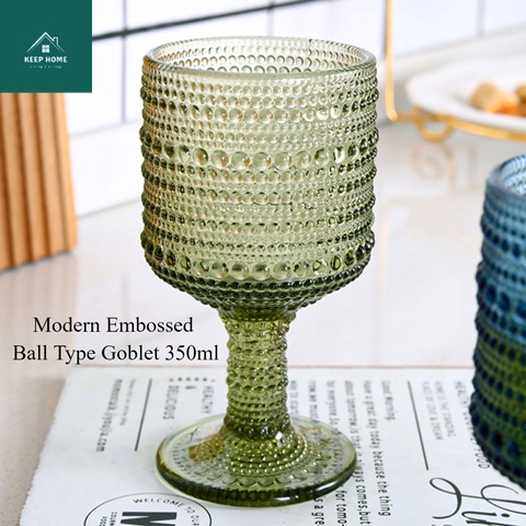 Keep Home 6pcs Modern Embossed Ball Type Goblet Glassware Water Goblet ...