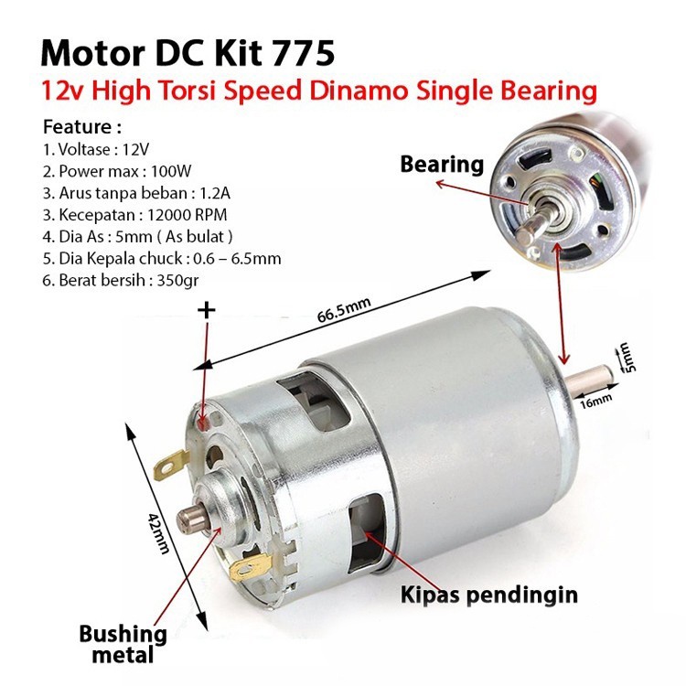 Type LS 775 Fan Motor DC 12 Volt High Speed & Torque Dynamo | Shopee ...