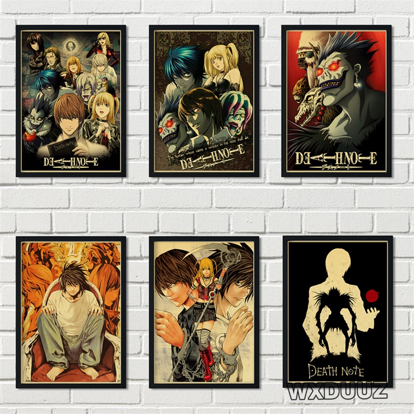 Anime Comic Poster Death Note Retro Poster For Living Room Bar Interior ...