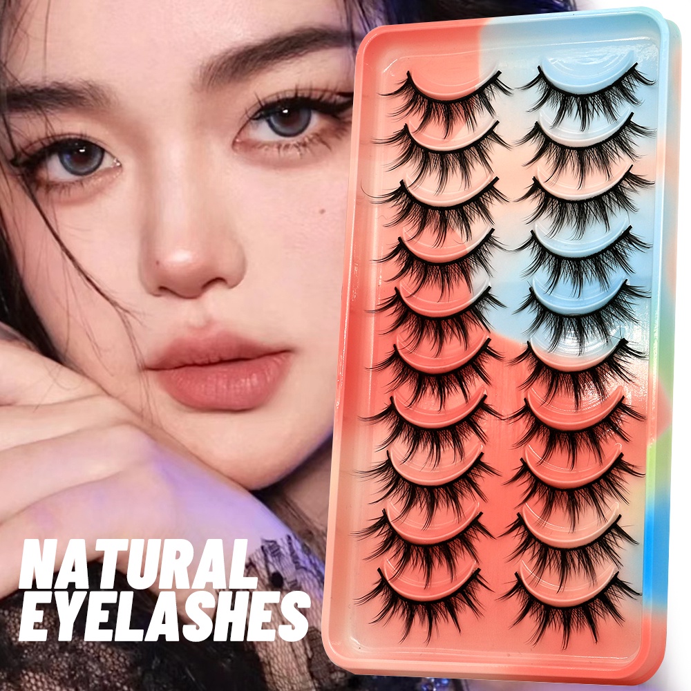 5/10 Pairs Manga Lashes 3D Faux Mink Lashes Natural Soft Light Natural ...