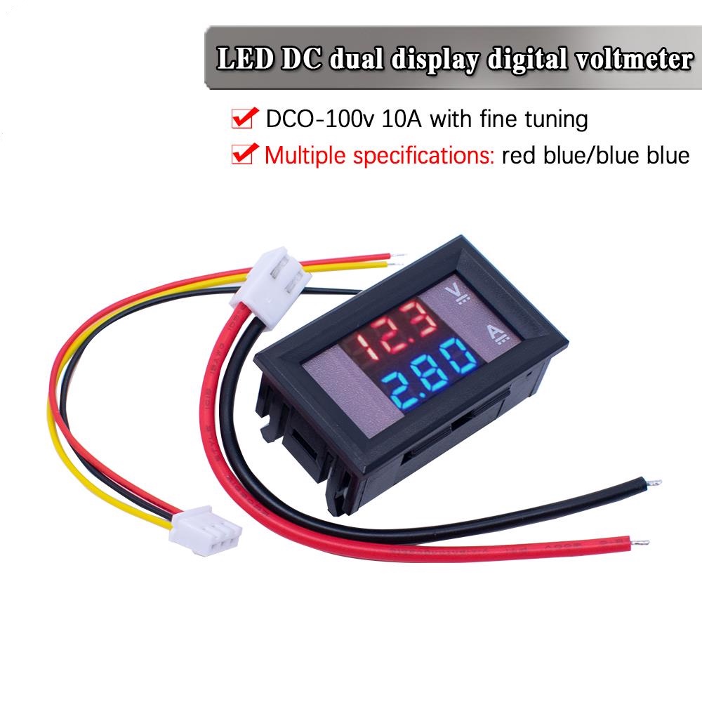 DC 0-100V 10A Digital Voltmeter Ammeter Dual Display Voltage Detector ...
