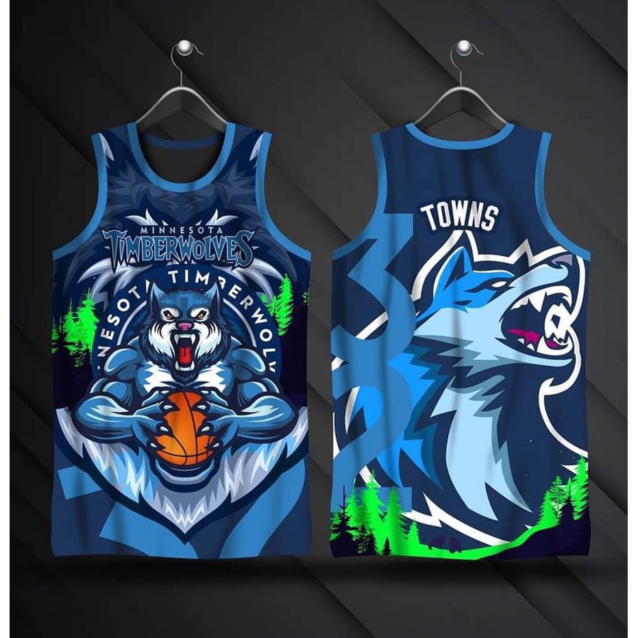 wolves 01 Karl-Anthony Towns jersey full sublimation nylon spandex ...