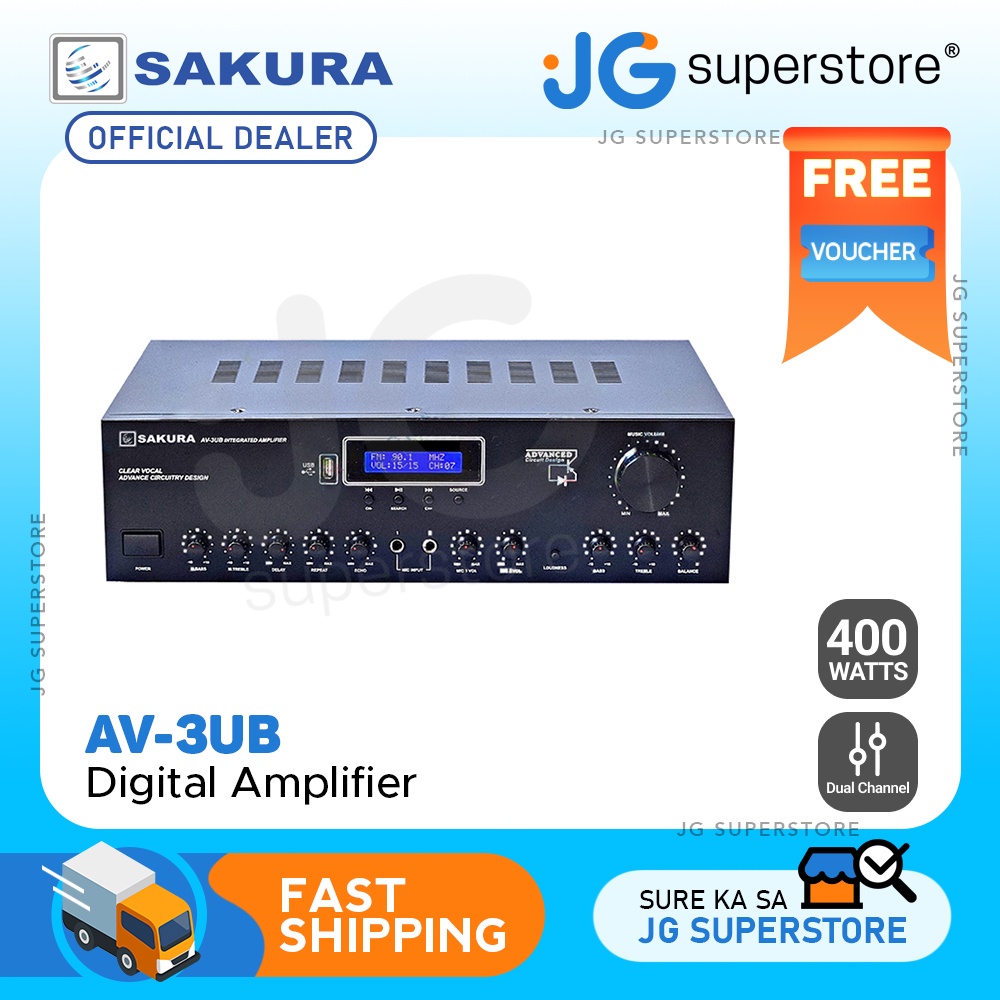 Sakura 400W 2 Channel Integrated Karaoke Amplifier X 2 W/ Digital LCD Display (AV-3UB) | Shopee ...