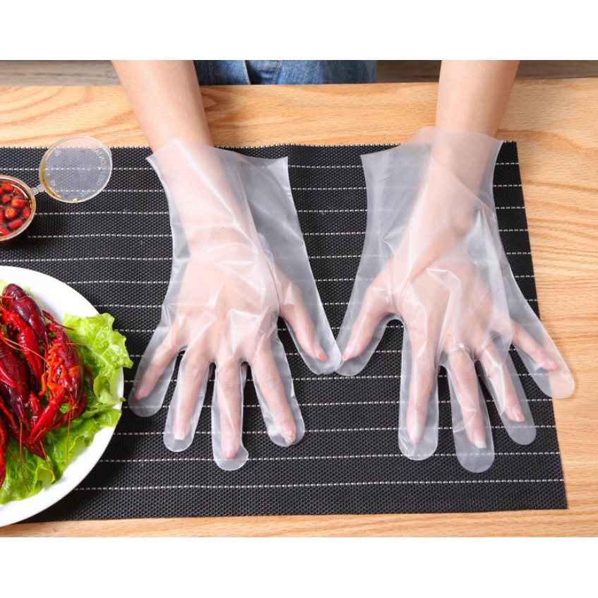 TOPFINE 100pcs Plastic Gloves Perfect Food Handling Gloves Food Safe ...