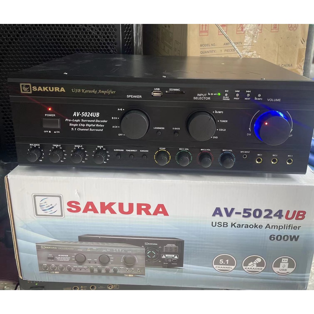 Original SAKURA AV-5024UB Karaoke bluetooth Amplifier 600W X 2 | Shopee Philippines