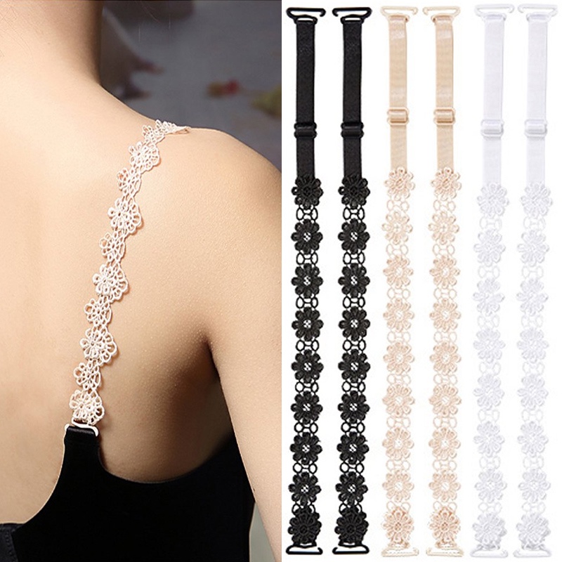 Cute Hollowed Flower Daisy Pattern Lace Bra Shoulder Straps Adjustable ...