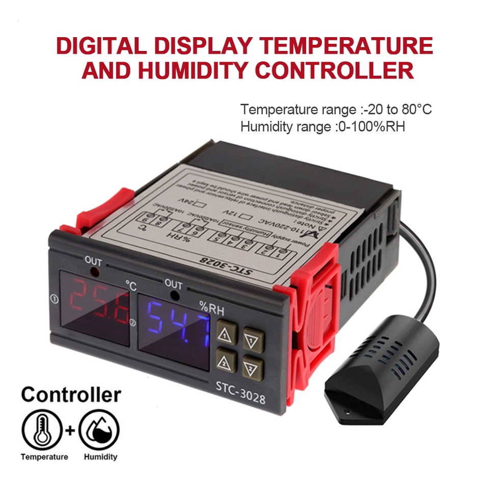 Smart Digital Temperature Humidity Controller Dual Digital Display ...
