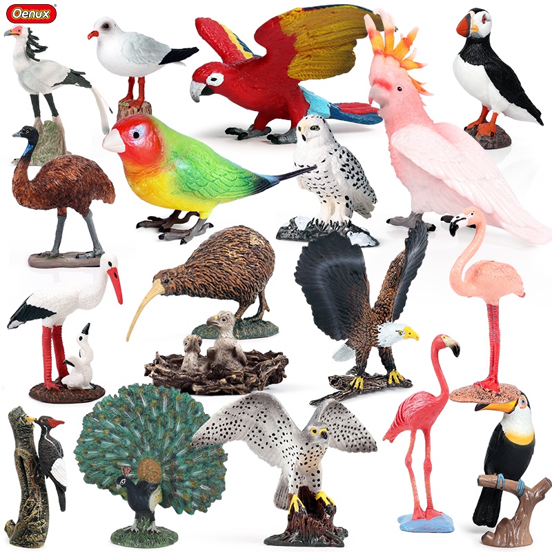 Cute Bird Animals Peacock Parrot Flamingos Heron Owl Model Action ...