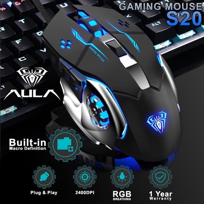 Aula Gaming Mouse S20 2400DPI RGB Driver Macro Software | Shopee ...