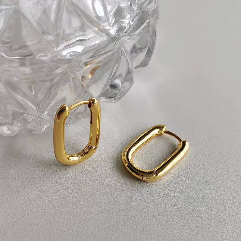 Simple French Fashion U Shape Cold Wind Oval Hoop LOOP Earrings For ...