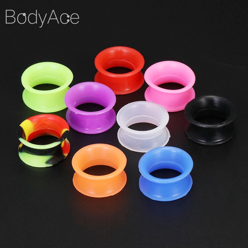 Bodyace 1 Pair 16-25mm Silicone Ear Tunnels Double Flared Ear Plugs ...