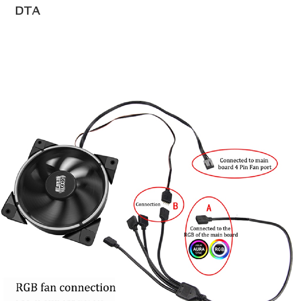 DTA Computer Motherboard RGB Split Synchronous Cable 12V 4-pin ...