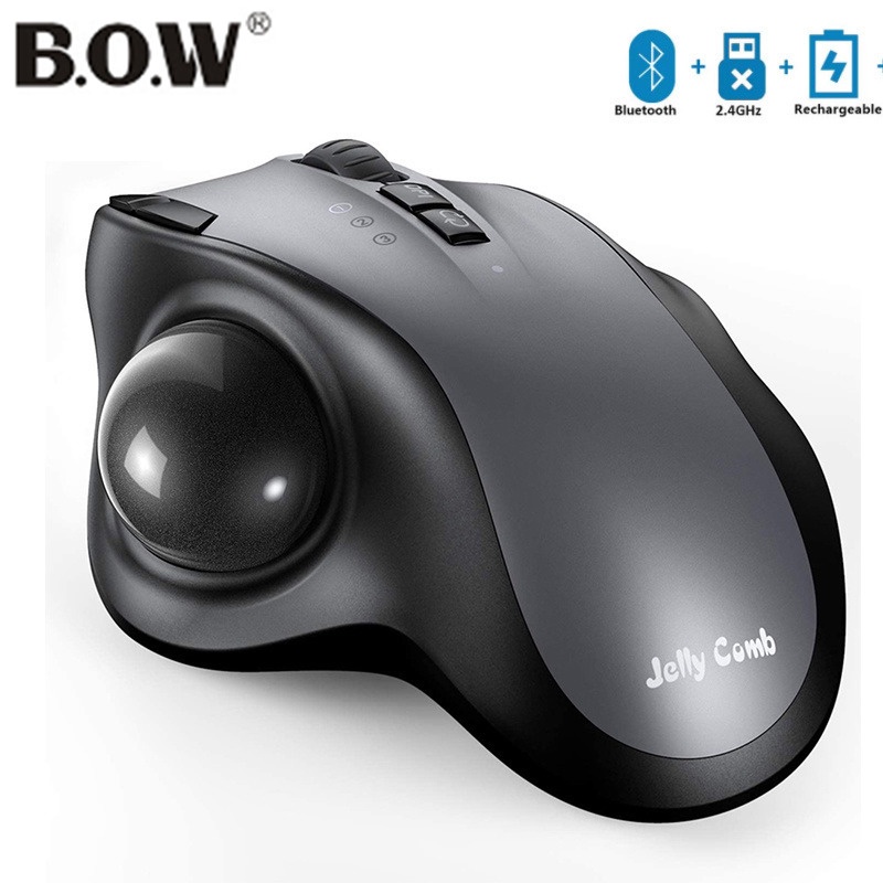 Rechargeable Trackball Mouse BT+2.4G Dual Mode Wireless Mouse for PC ...