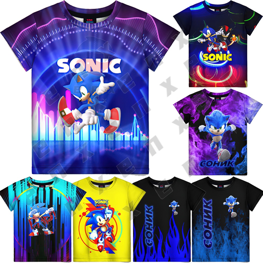 ENX*Sonic Kids T-shirt 3-13 Years Old Boy Children's Tops Blue 3D ...