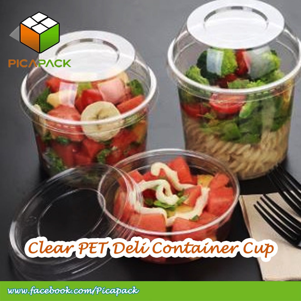 [10pcs] Salad Dessert Bowl w/ LID PET Deli Container Plastic Cup Yogurt ...