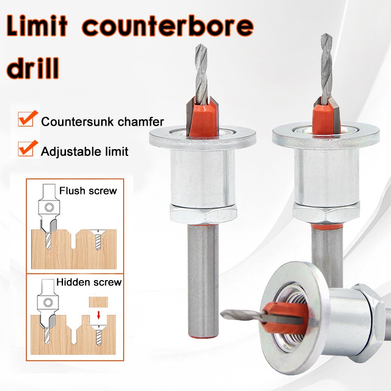Countersink Drill Bit Shank Adjustable Carpentry Reamer Chamfer Screws ...
