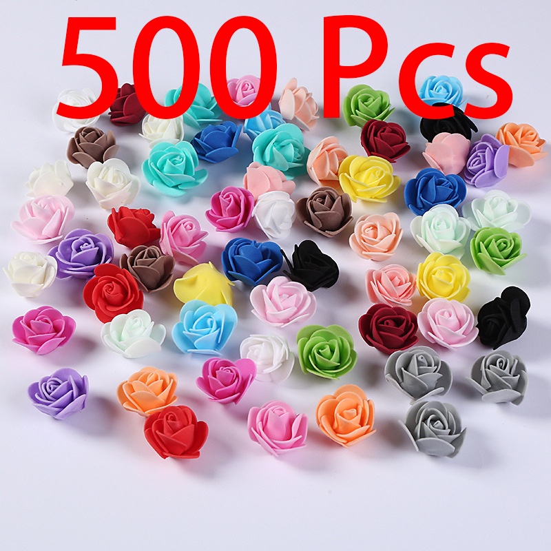 500Pcs Artificial Bionic Flowers Rose DIY Simulation Beautiful Foam ...