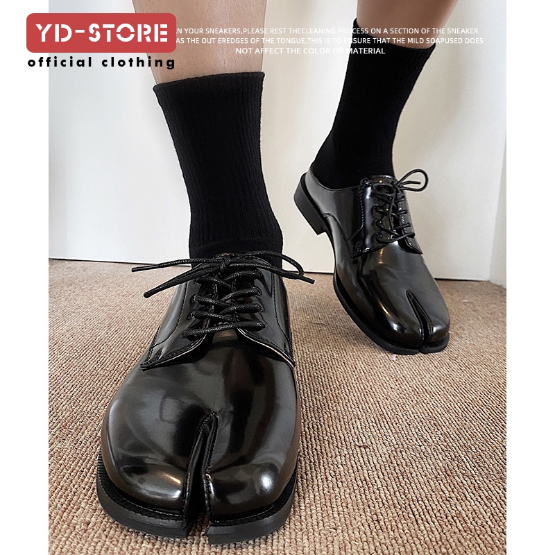 Split Toe Design Fashion Shoes Flat Men's British Leather | Shopee ...