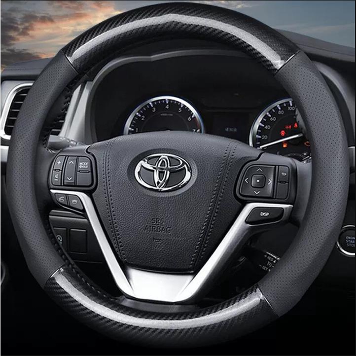 Carbon Fiber Leather Car Steering Wheel Cover Anti-skid and Wear ...