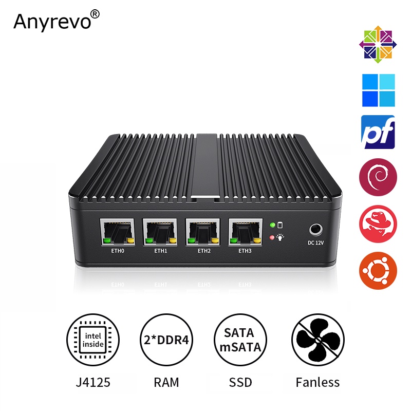 Fanless Soft Router Intel Celeron J4125 Mini Pc Quad Core 4x Intel I225 2 5g Lan Hdmi Vga
