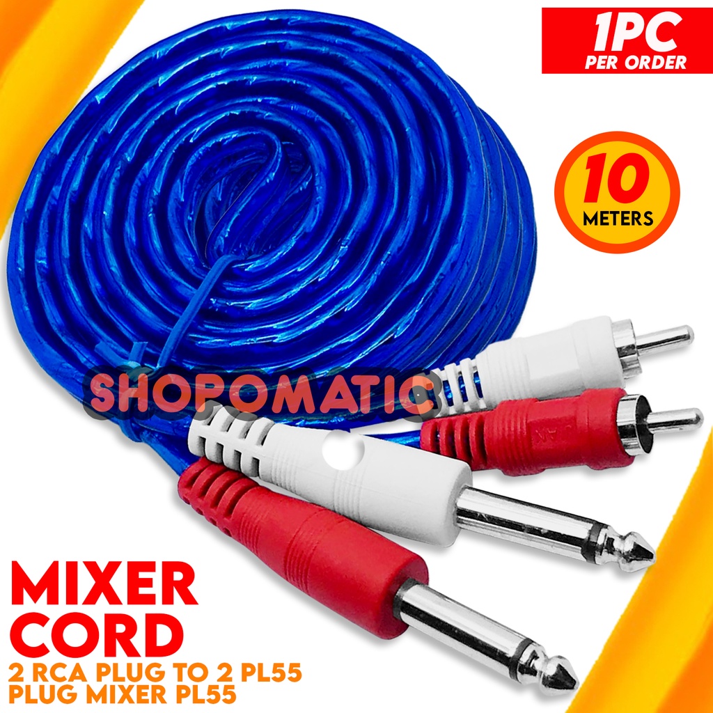 🟧 10M Heavy Duty 2 Male RCA Plug to 2 Male PL 6.35mm Mono Plug Jack ...