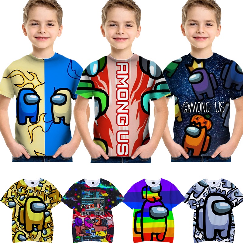 T-shirt lengan pendek dengan corak kartun 3D "memeluk kami", fashion ...