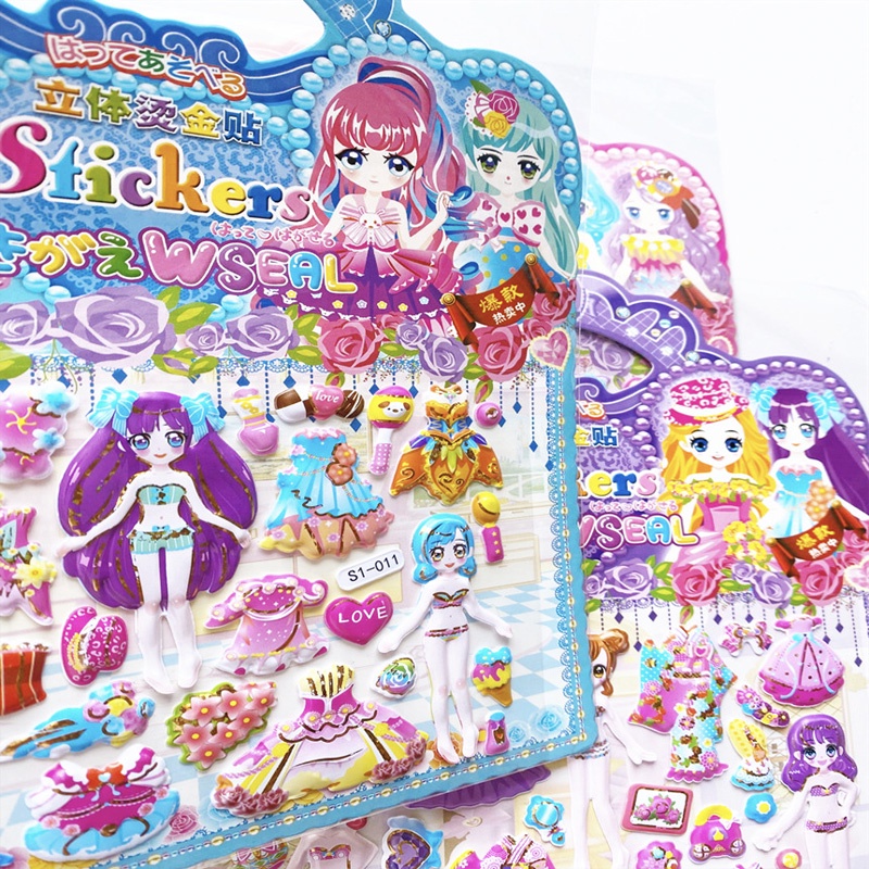 Kids Sticker Children'S Sticker Albums Diy Diary 3D Cartoon Sticker ...