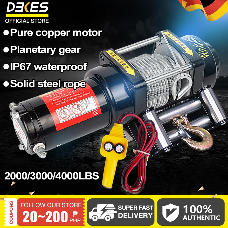ELECTRIC CAR WINCH HEAVY DUTY OFF ROAD PORTABLE Lifting Equipment 12V ...