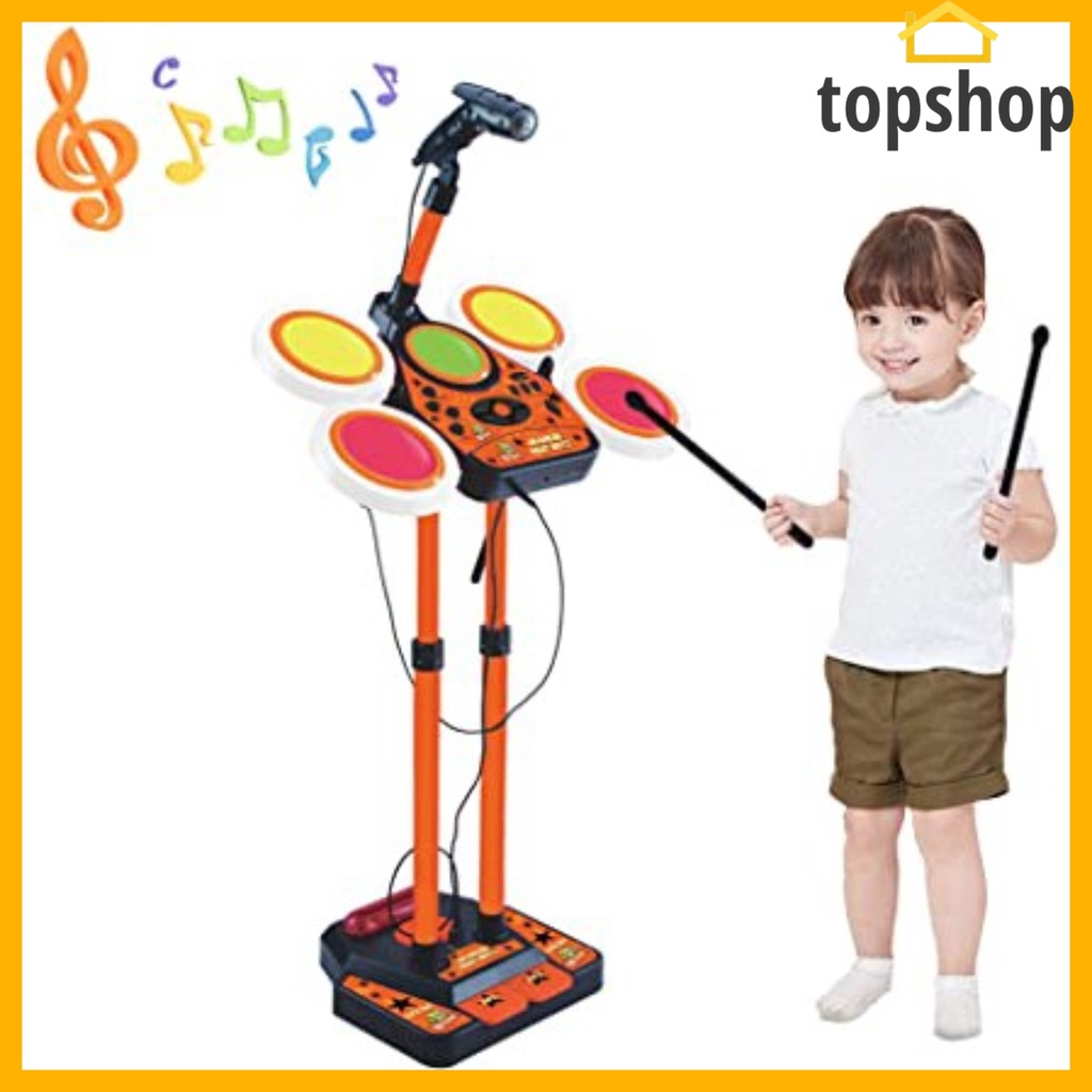 TOPSHOP Kids Drum Beat Set Musical Toy with Adjustable Microphone Drum ...