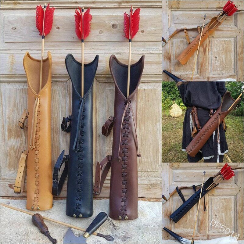 Archery Waist Arrow Quiver PU Leather Holder Hunting Bag Pouch Cosplay ...