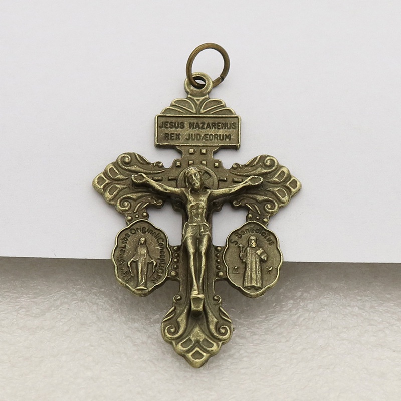 1 vintage Catholic metal religious cross decorative necklace pendant ...