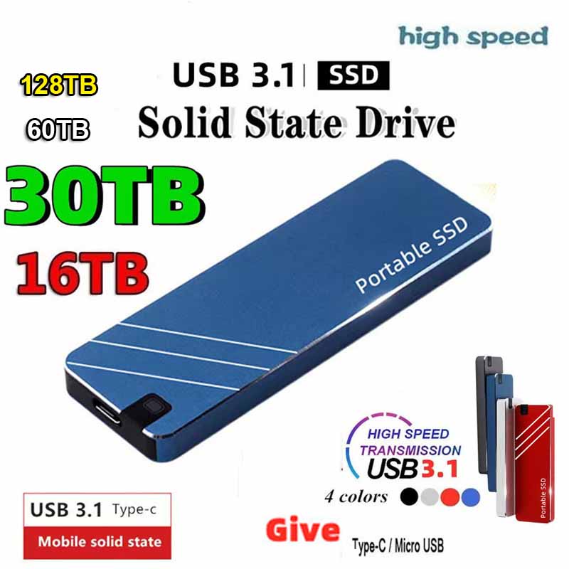 Portable SSD Hard Drive Type-C/USB3.1 External Mobile Solid State Drive 1TB 2TB 8TB 16TB 30TB ...