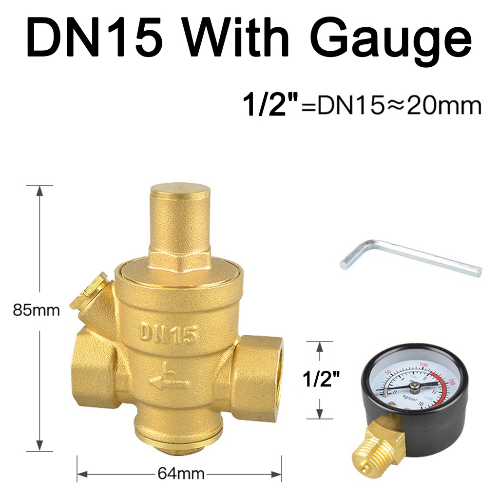 DN15/DN20/DN25 Adjustable Brass Water Pressure Regulator Valve Reducing Reducer Valve Relief ...