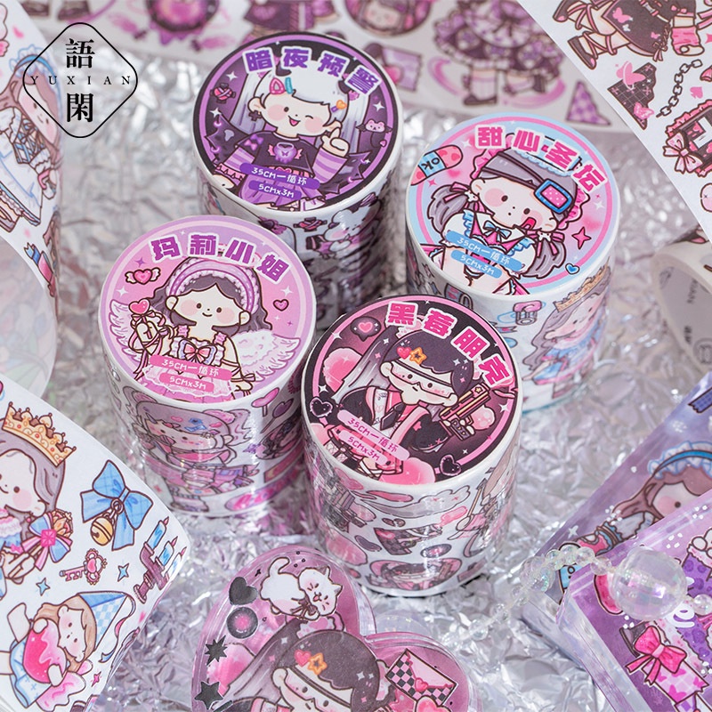 Cute cartoon girl heart creative handbook collage material sweet cool ...