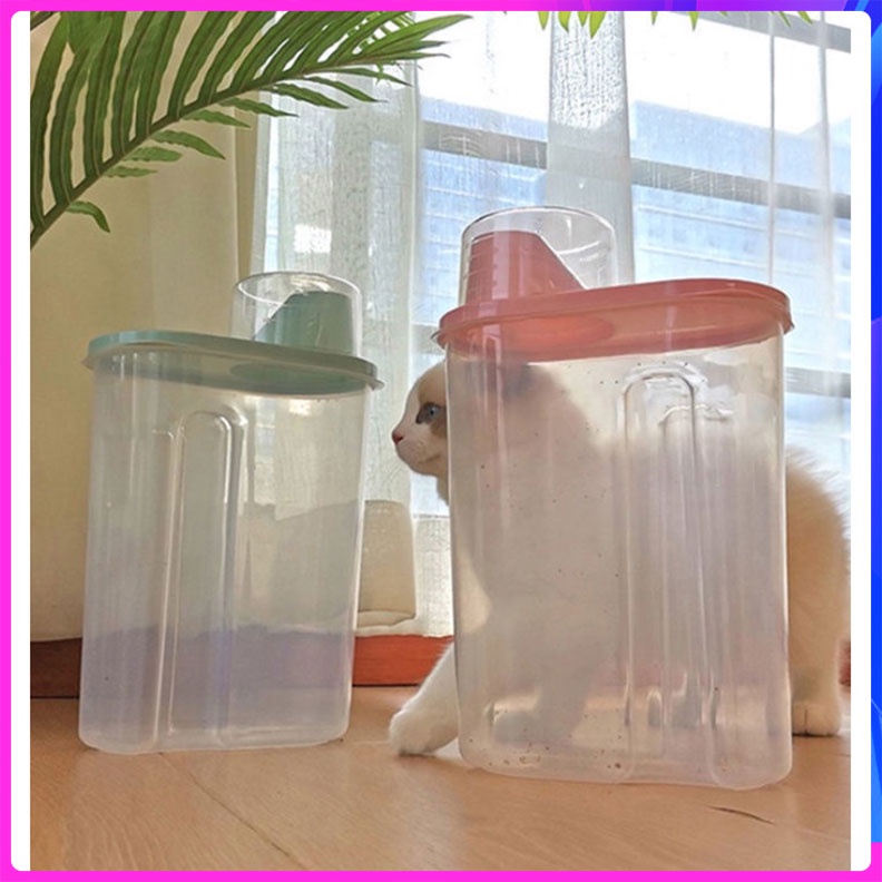 2.5L Pet Food Box Storage Bucket Cat Food Box Loaded Dog Food Barrel ...