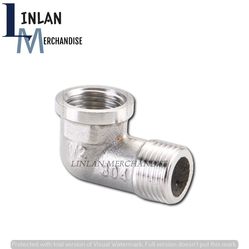 1 PC STAINLESS STEEL THREADED STRAIGHT ELBOW PIP* FITTING (1/2"x1/2 ...