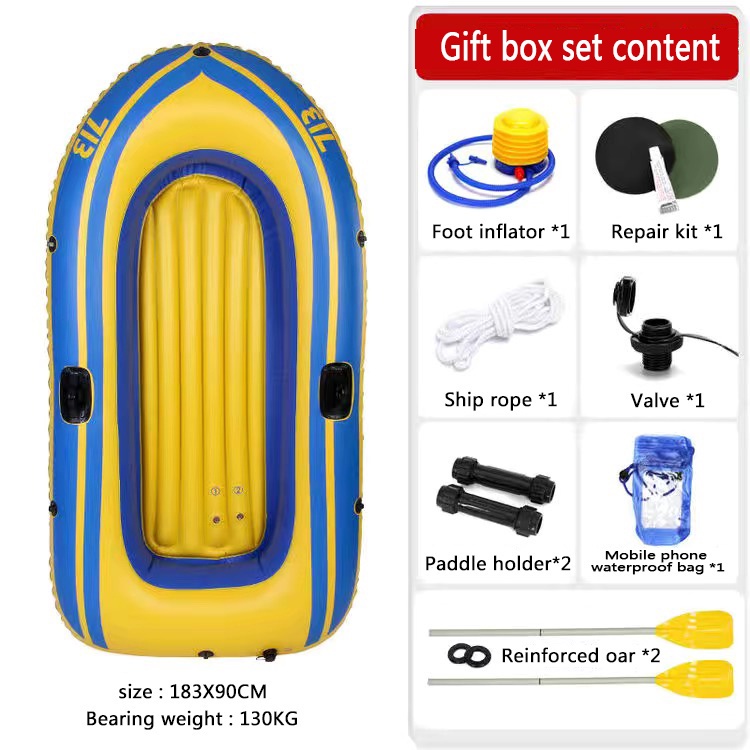 2 Person Inflatable Rowing Boat Bearing 130kg Durable PVC Rubber ...