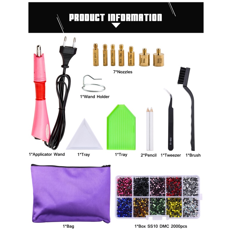 Hot Sale New Set Hot Fix Rhinestones EU or US PLUG Hotfix Applicator ...
